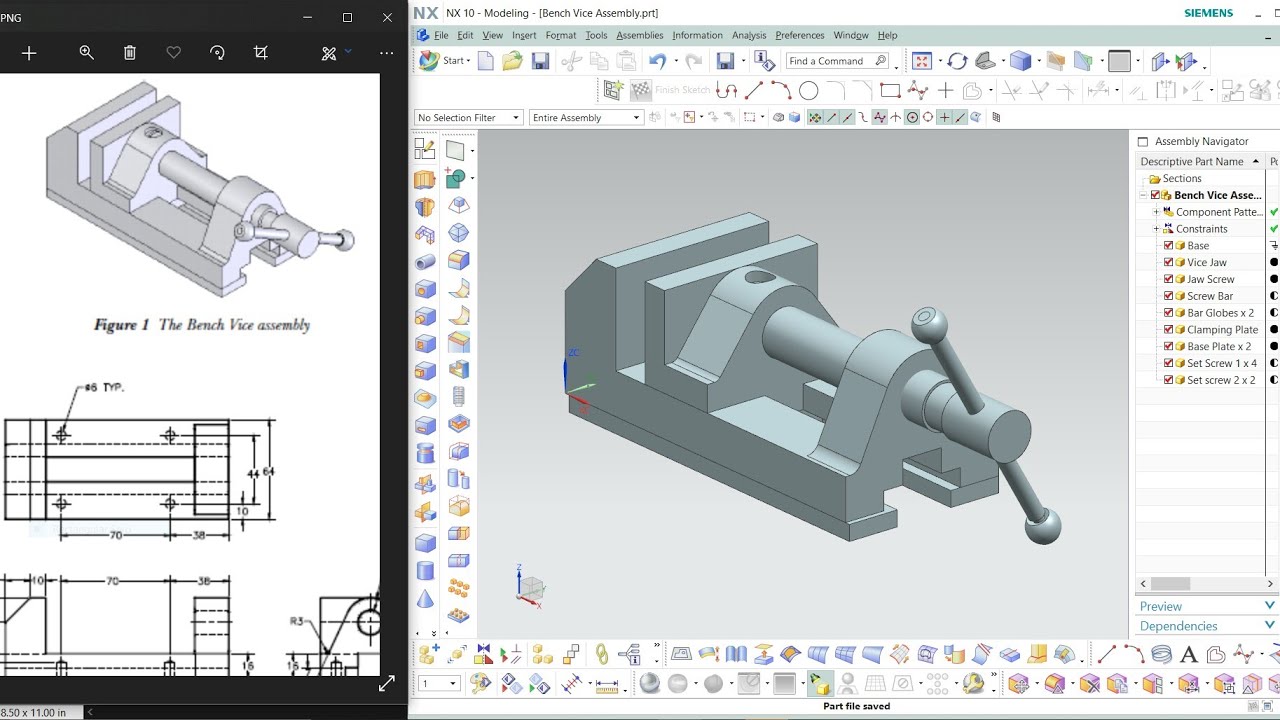 NX CAD | Part & Assembly Design | Tutorial # | Bench Vice Assembly ...