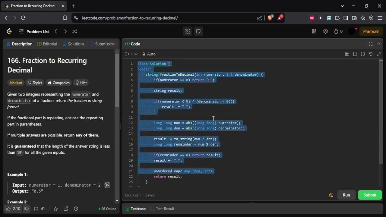 برمجهleetcode-166 - YouTube