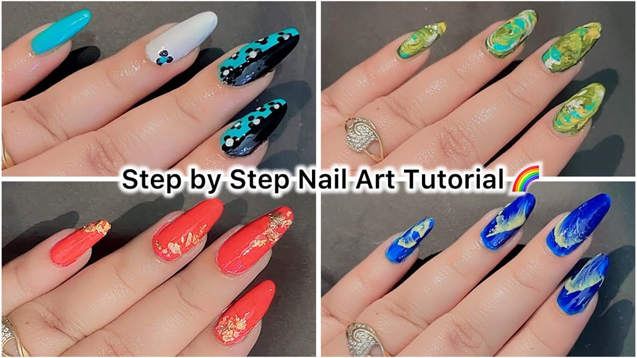 Step by Step Nail Art Tutorial 💅🏻 | Nail Art at Home 🏡 | Nail Art for ...