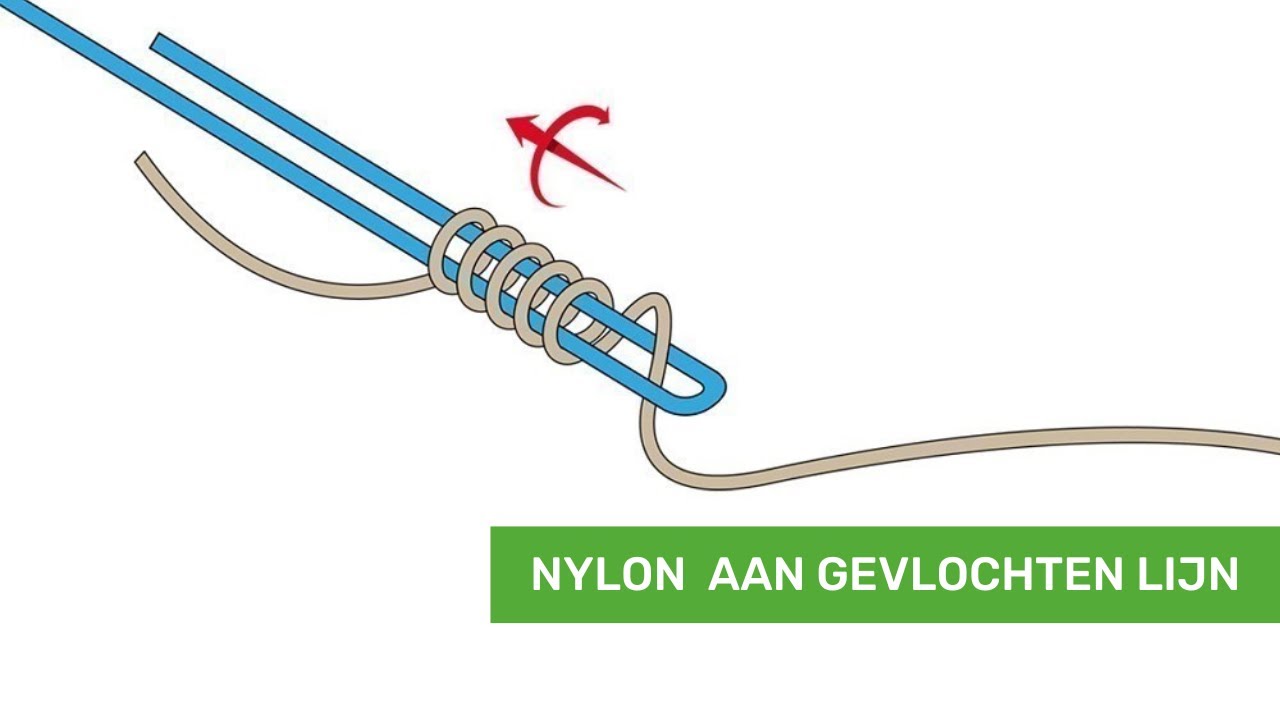 Zo knoop je een nylon voorslag aan gevlochten lijn - YouTube