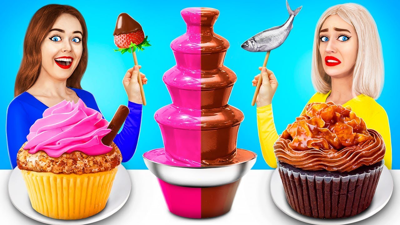 Chocolate Fountain Fondue Challenge | Chocolate Food Competition 24 ...