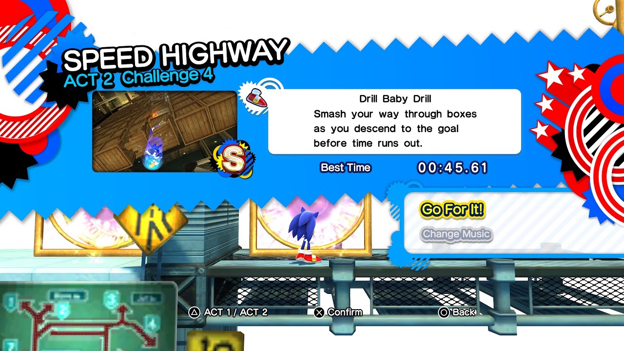 Sonic Generations - Speed Highway Act 2 - Challenge 4 - "Drill Baby Drill" - YouTube