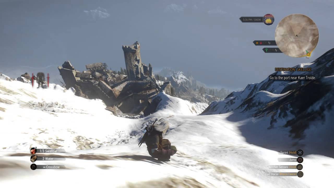 The Witcher 3: Wild Hunt; snow boarding at its finest - YouTube