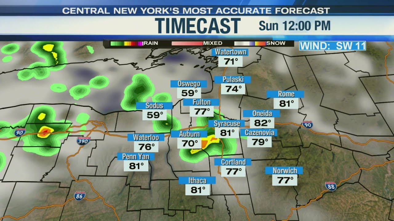 TIMECAST: Tracking scattered showers and storms on Sunday - YouTube