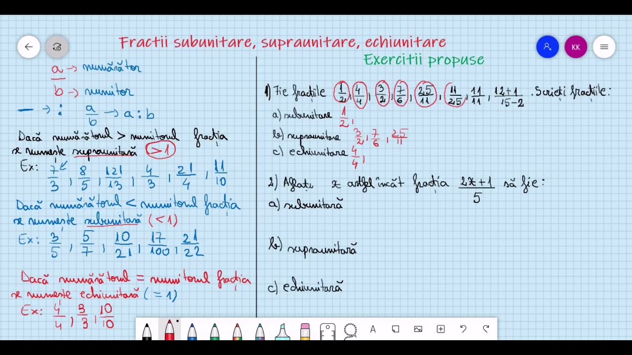 Fractii subunitare, supraunitare, echiunitare (Clasa a V-a) - YouTube