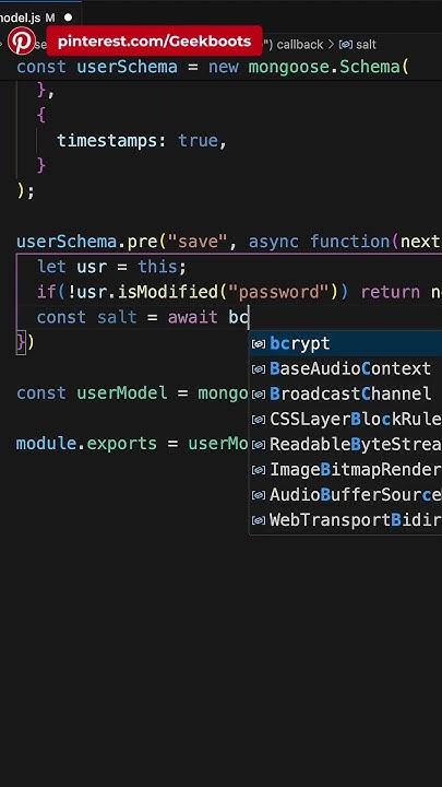 Mongoose Middleware for Password Encryption | Node.js and MongoDB Tutorial | Geekboots - YouTube