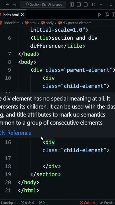The Real Difference Between Section And Div Tag #programming #coding #html - YouTube