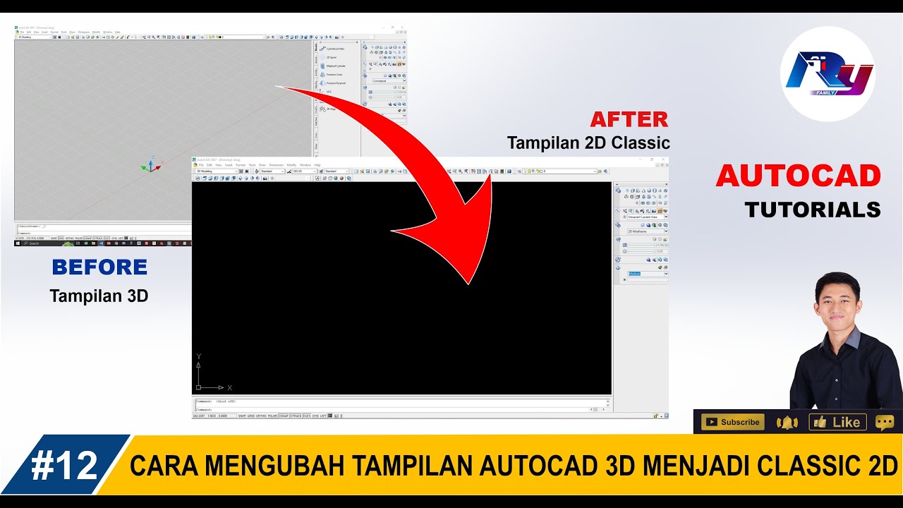 AUTOCAD | #12 CARA MENGUBAH TAMPILAN 3D AUTOCAD MENJADI AUTOCAD CLASIC ...