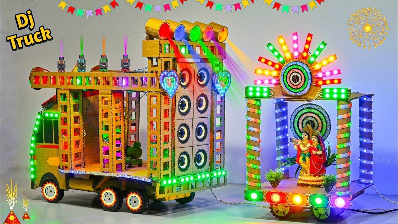 New Eicher Mini Box DJ Truck for Ganpati | Mini DJ Setup with Sharpy Lights | Mini Dj Decoration ...