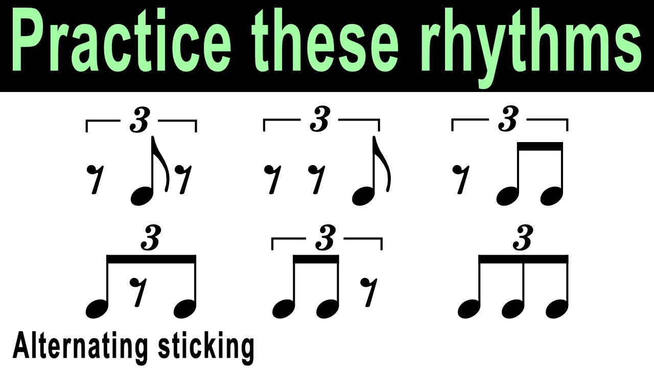 All Triplet 8th Note Subdivision Rhythm Exercises @ 80 bpm - YouTube