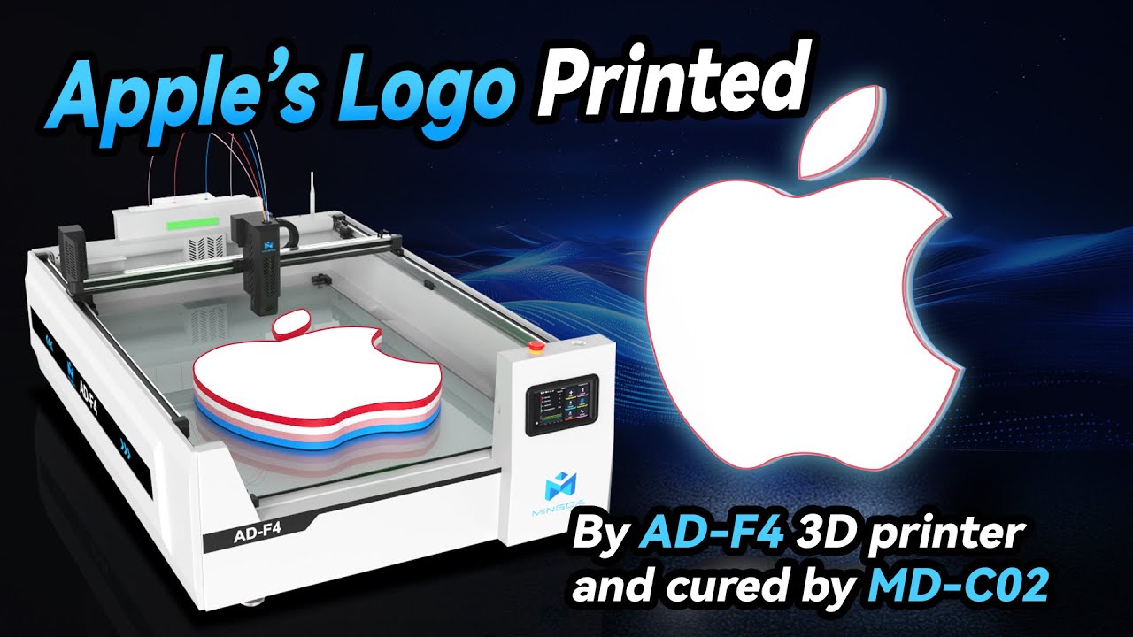 Apple’s logo printed by AD-F4 3D printer and cured by MD-C02 - YouTube