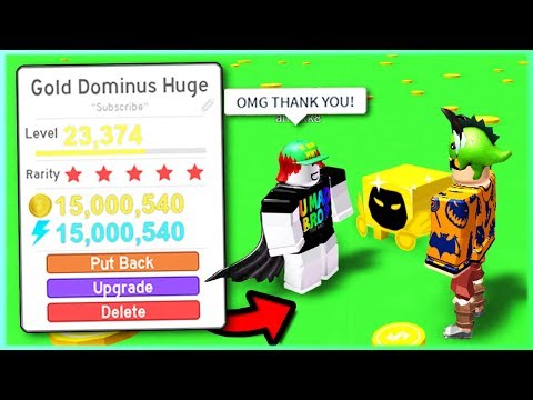 I GAVE A NOOB A GOLD DOMINUS HUGE! Pet Simulator