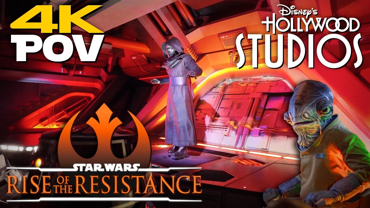 Star Wars Rise of the Resistance 4K POV | Queue Pre-shows & On-ride ...