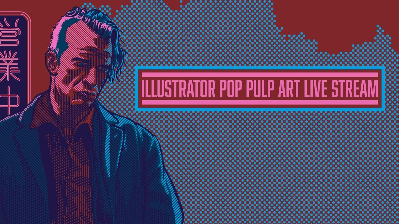 LIVE! Pop Pulp Poster Art on Illustrator - YouTube
