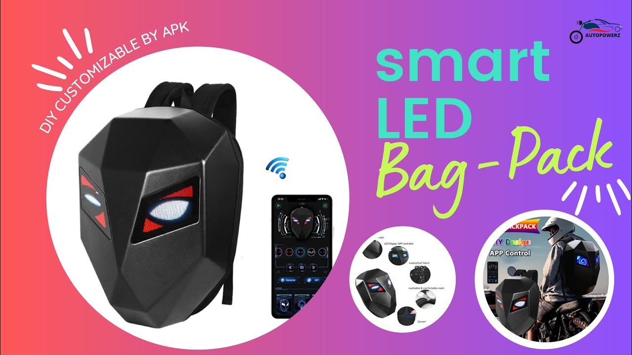 Riding Motorcycle Backpack Smart LED Locomotive Backpack,Hard -Shell ...
