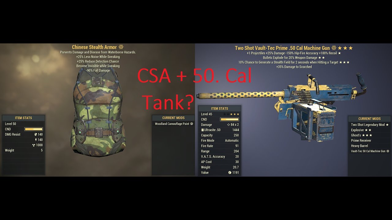 Fallout 76: Chinese Stealth Armor + 50.Cal Tank? - YouTube