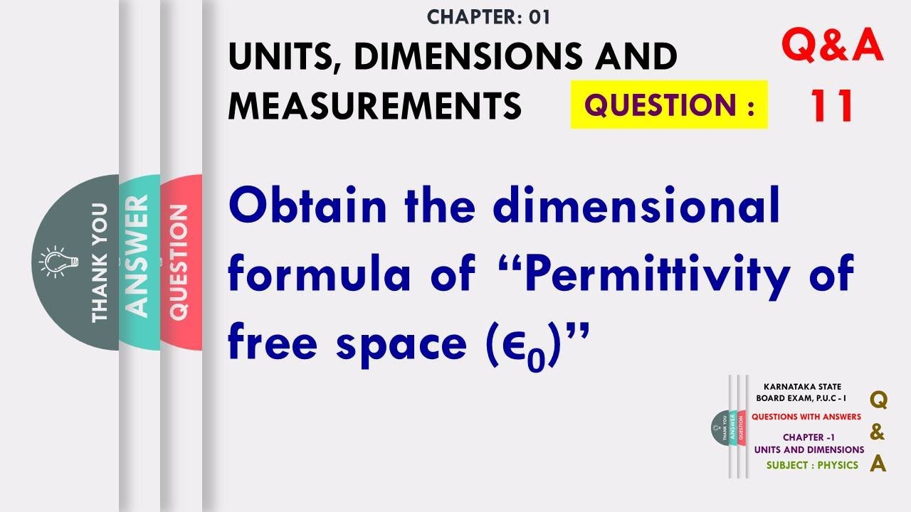 Obtain The Dimensional Formula Of “permittivity Of Free Space ϵ0