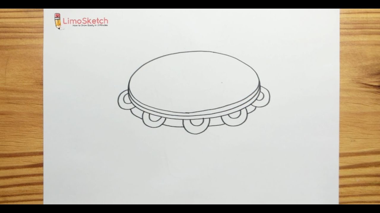 How to Draw TAMBOURINE Easy Step by Step For Kids - YouTube