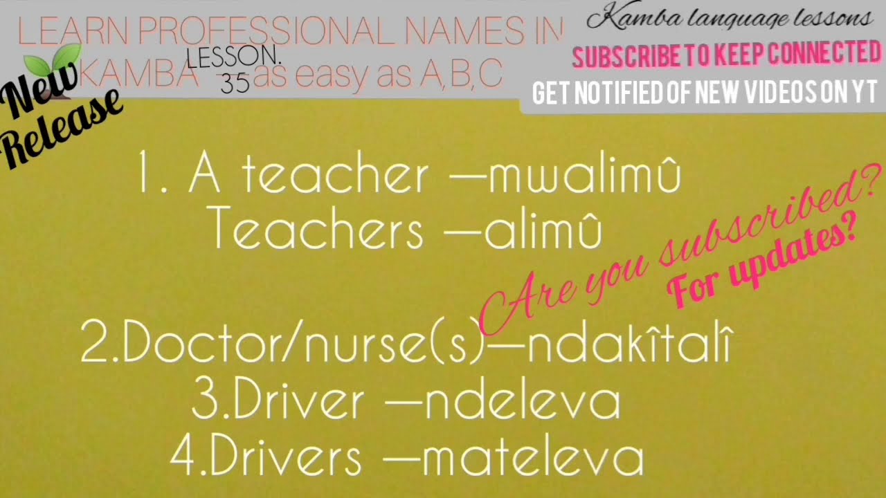 LEARN KAMBA BANTU LANGUAGE TODAY #learnkamba - YouTube