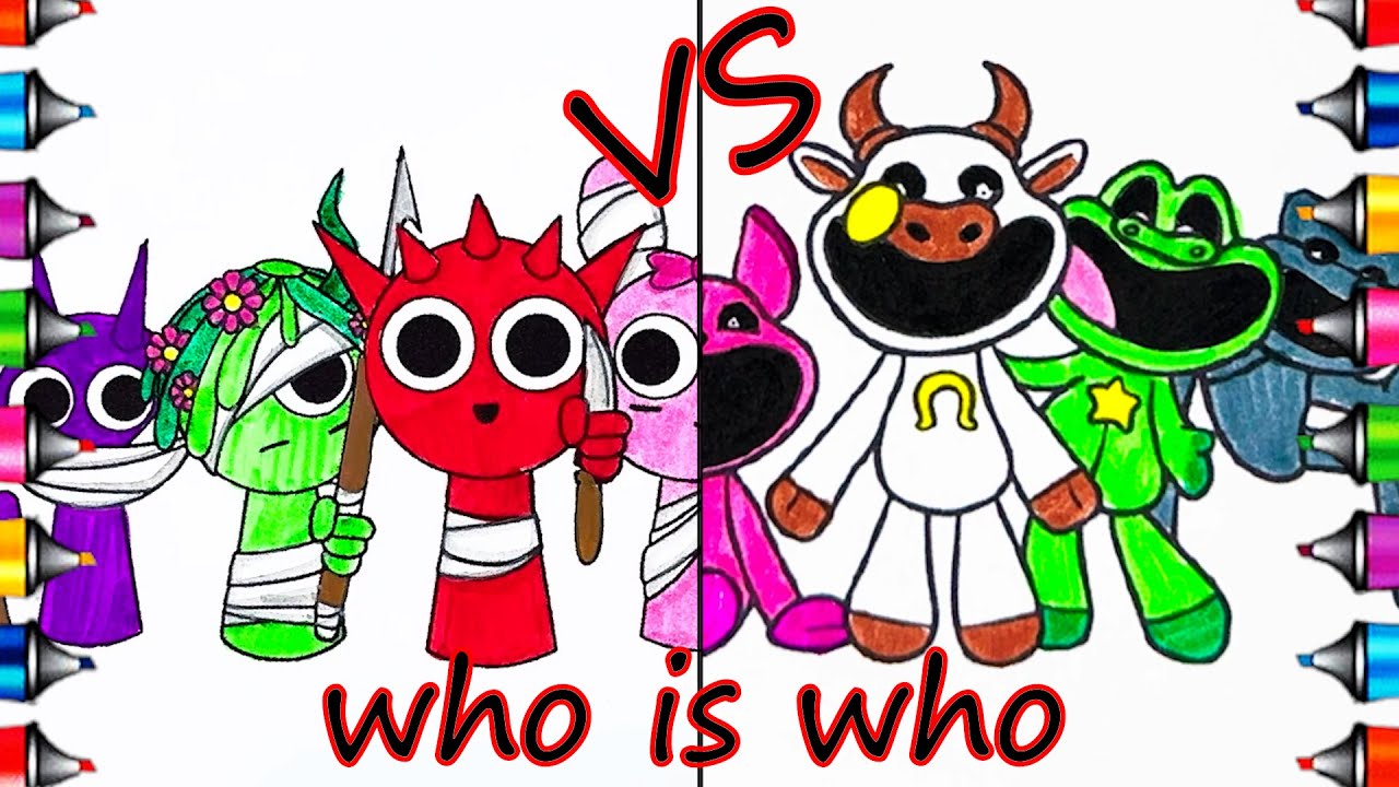 Sprunki VS Poppy Playtime /Coloring Pages 🔴🟠🟢/Compilation - YouTube