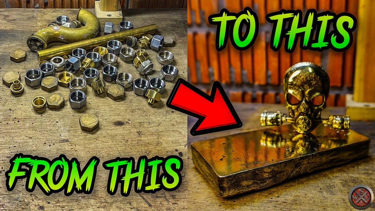 #melting #brass to make a #yamaha skull. #metalcasting #devilforge # ...
