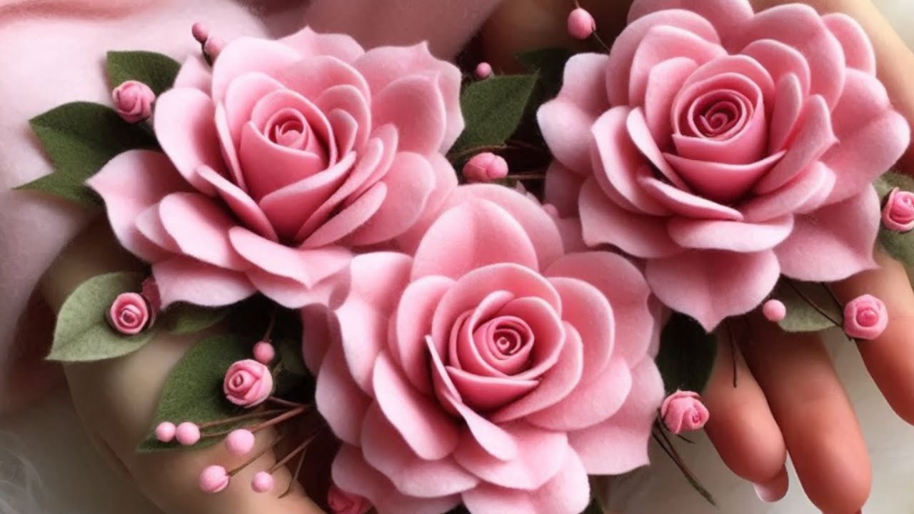 How to make a rose with felt_DIY_ The easiest way to make a rose flower ...