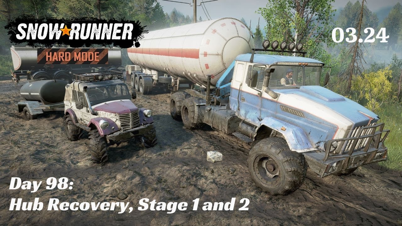 SnowRunner Hard Mode - R03 E24 - Hub Recovery, Stage 1 and 2 - YouTube