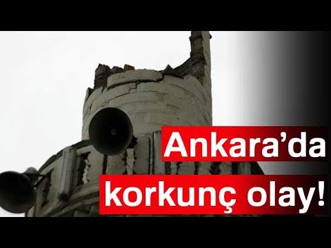 Ankara'da Yıldırım Düşen Caminin Minaresi Yıkıldı