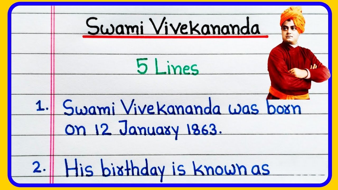 5 lines on Swami Vivekananda in English | Swami Vivekananda 5 lines ...
