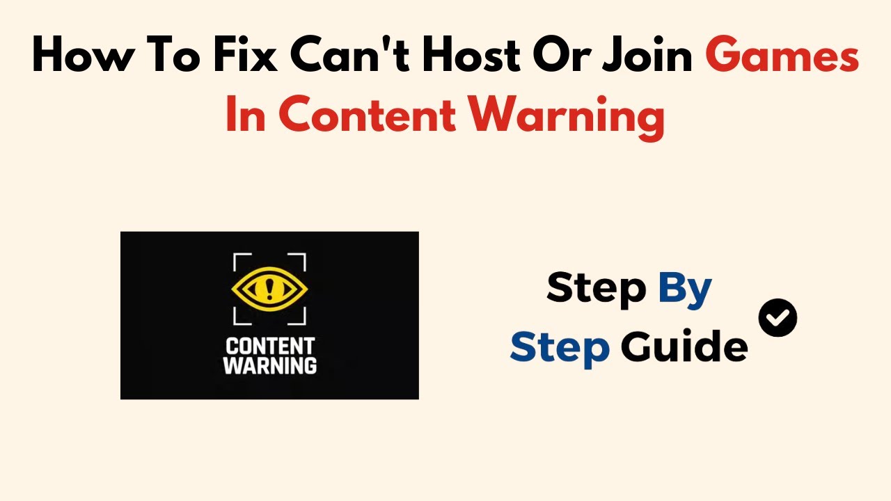 How To Fix Can't Host Or Join Games In Content Warning - YouTube