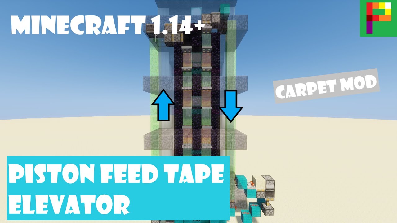 Piston Feed Tape Player Elevator Tutorial | Carpet Mod (Minecraft 1.14+) - YouTube