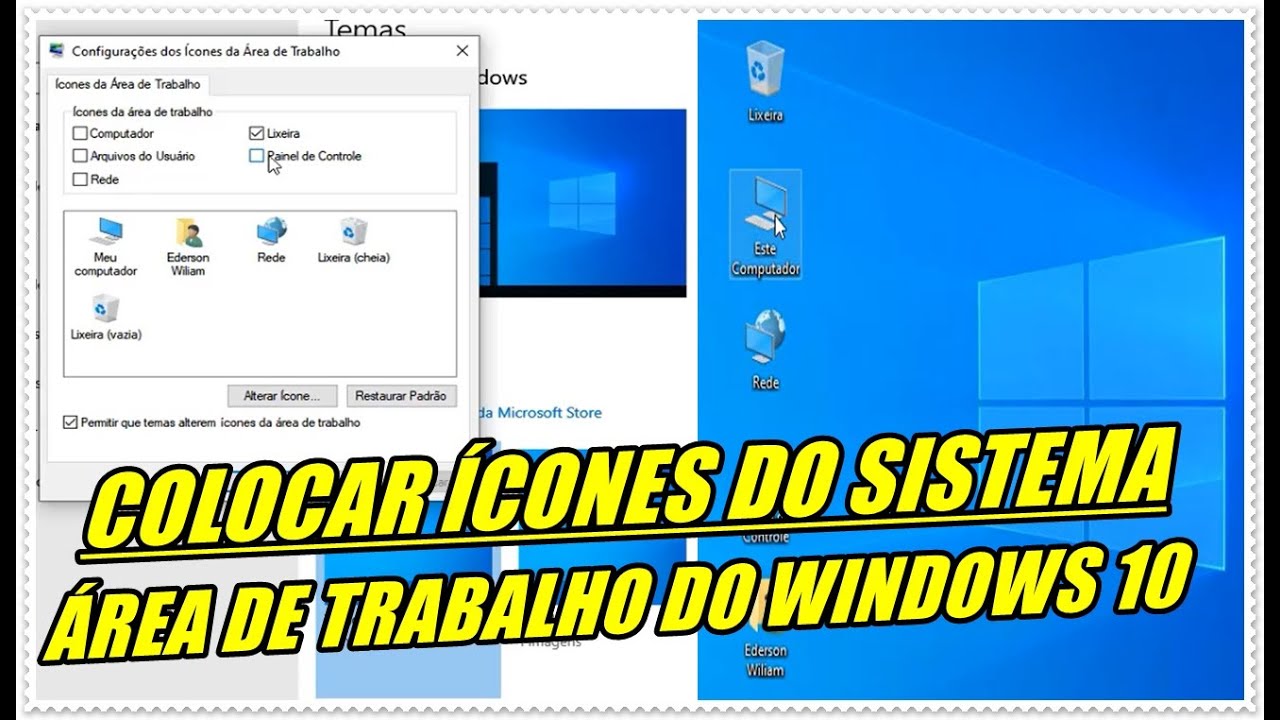 Como Colocar Ícones do Sistema Na Área de Trabalho do Windows 10 20H2 ...