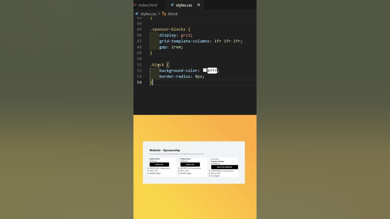 Creating A QUICK Sponsorship Ads Component With HTML & CSS #shorts #html #webdevelopment #coding ...