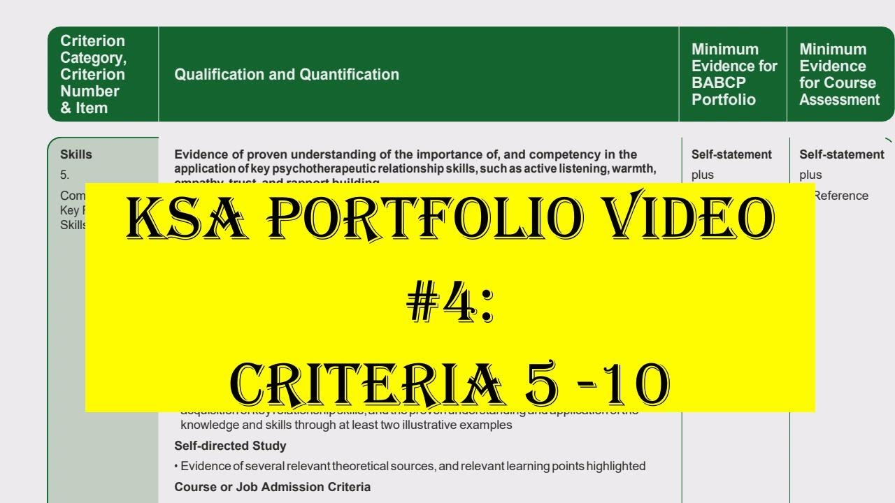 KSA Portfolio Video #4: Criteria 5 - 10 - YouTube