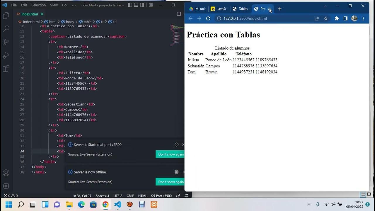 Proyecto Tablas - HTML y CSS - YouTube