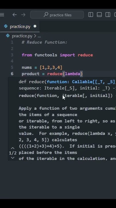 Reduce Function Python Pythonprogramming Coding Learnpython Pythonforbeginners Youtube