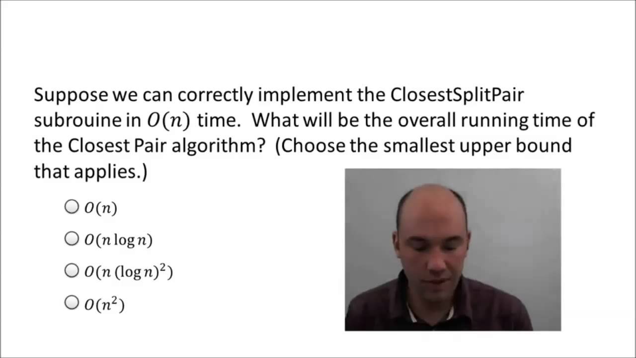 On Log N Algorithm For Closest Pair 1 Algorithm Youtube