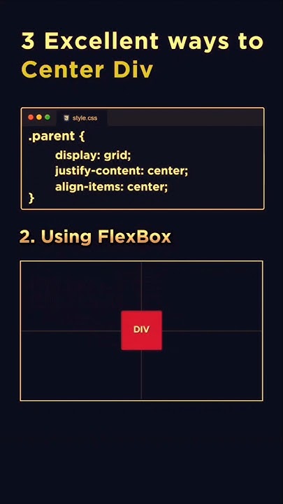 How to centre a div three way to center a div #css3 #cssgrid #flexbox #coding #shorts #webdesign ...
