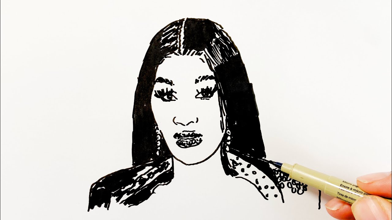 How to Draw Cardi B - YouTube