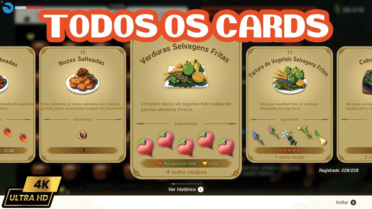 Todas os cards de receitas em Tears of the Kingdom - Todas receitas em ...