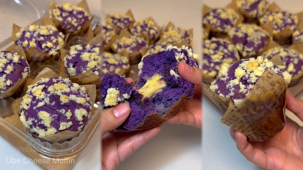 UBE CHEESE MUFFIN with Crumble Topping Recipe (Purple Yam Muffin) - YouTube