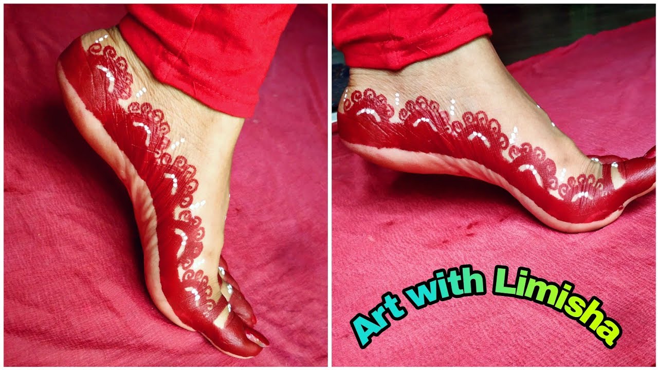Alta Design For Navaratri || Durgapuja Alta Design || Alata On Feet ...
