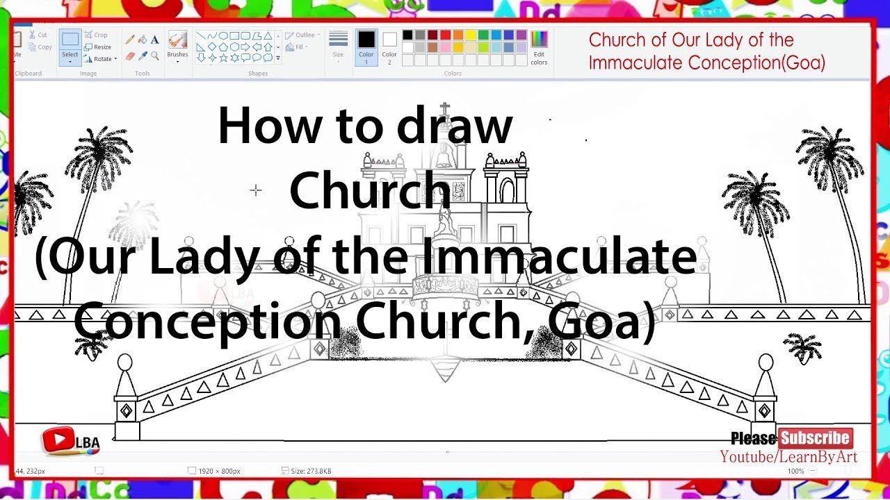 How to draw Church (Our Lady of the Immaculate Conception Church, Goa ...