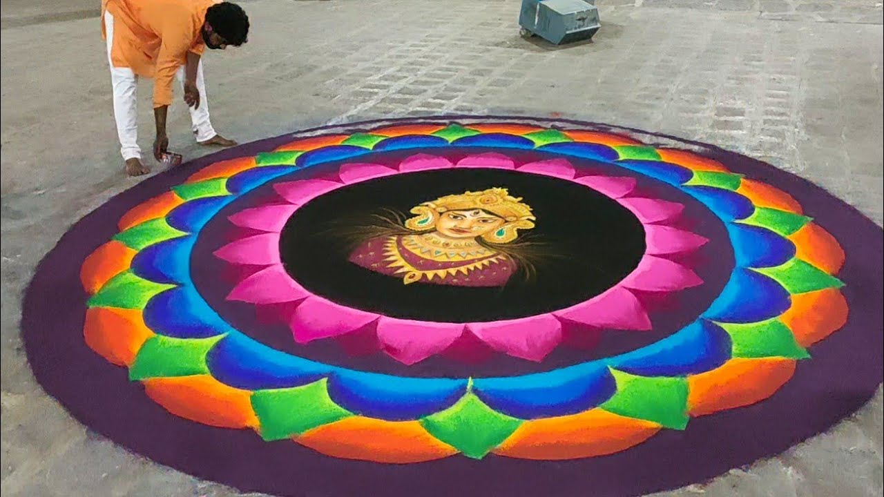 Navratra special rangoli (one man show) - YouTube