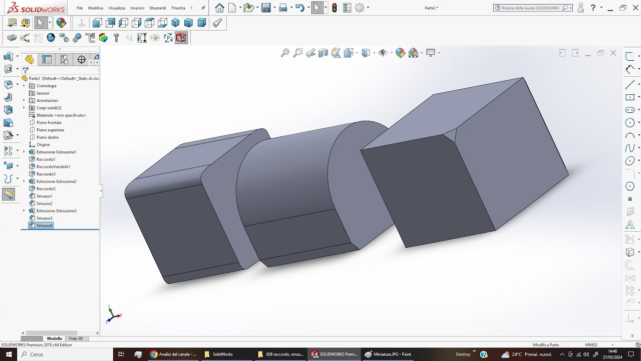 SolidWorks: Raccordo, Smusso - YouTube