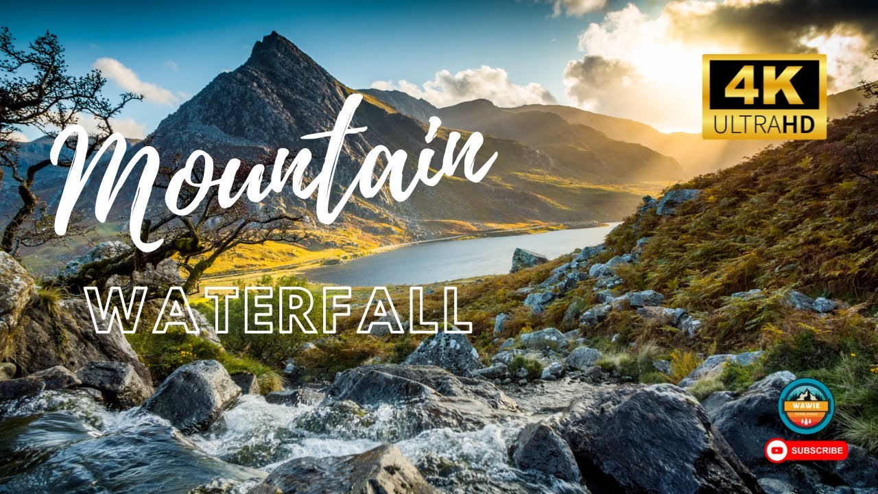 4K Mountain Waterfall: Serene Cascading Beauty Screensaver with White ...