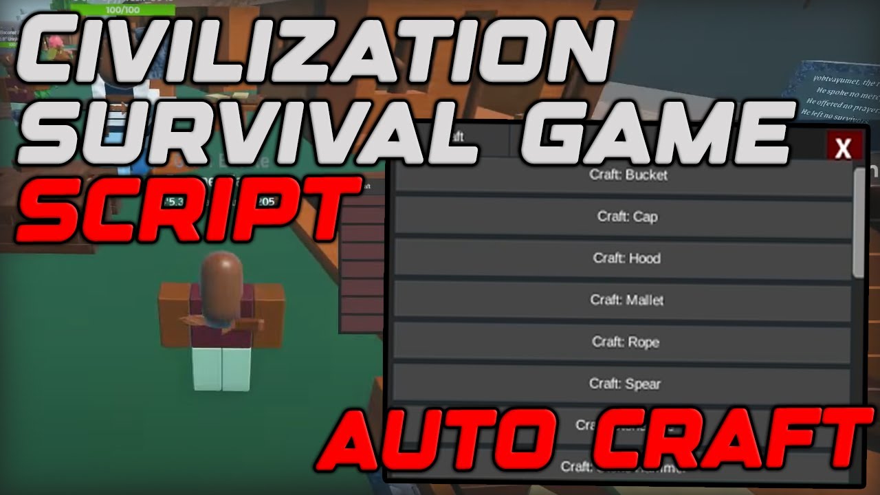 [BEST] Civilization Survival Game Best Script Gui Auto Craft, Drink ...