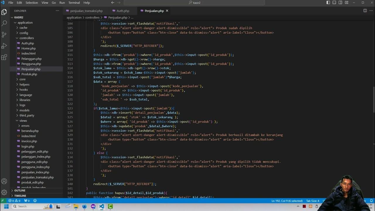 Membuat Aplikasi Kasir dengan CodeIgniter 3 - Bagian 18 pengoptimalan fitur pembayaran - YouTube