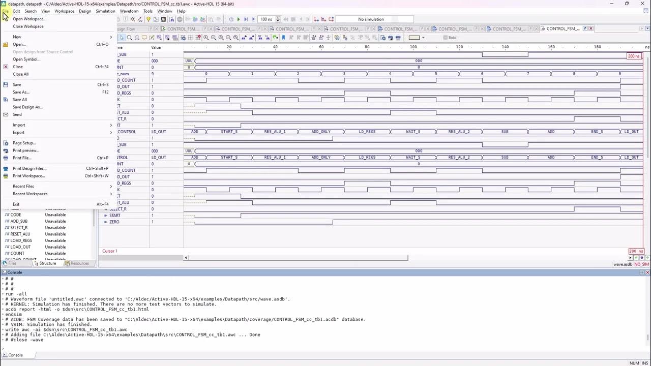 2.10 - Active-HDL™ (v15) Debugging: Using FSM Testbench Generator and ...