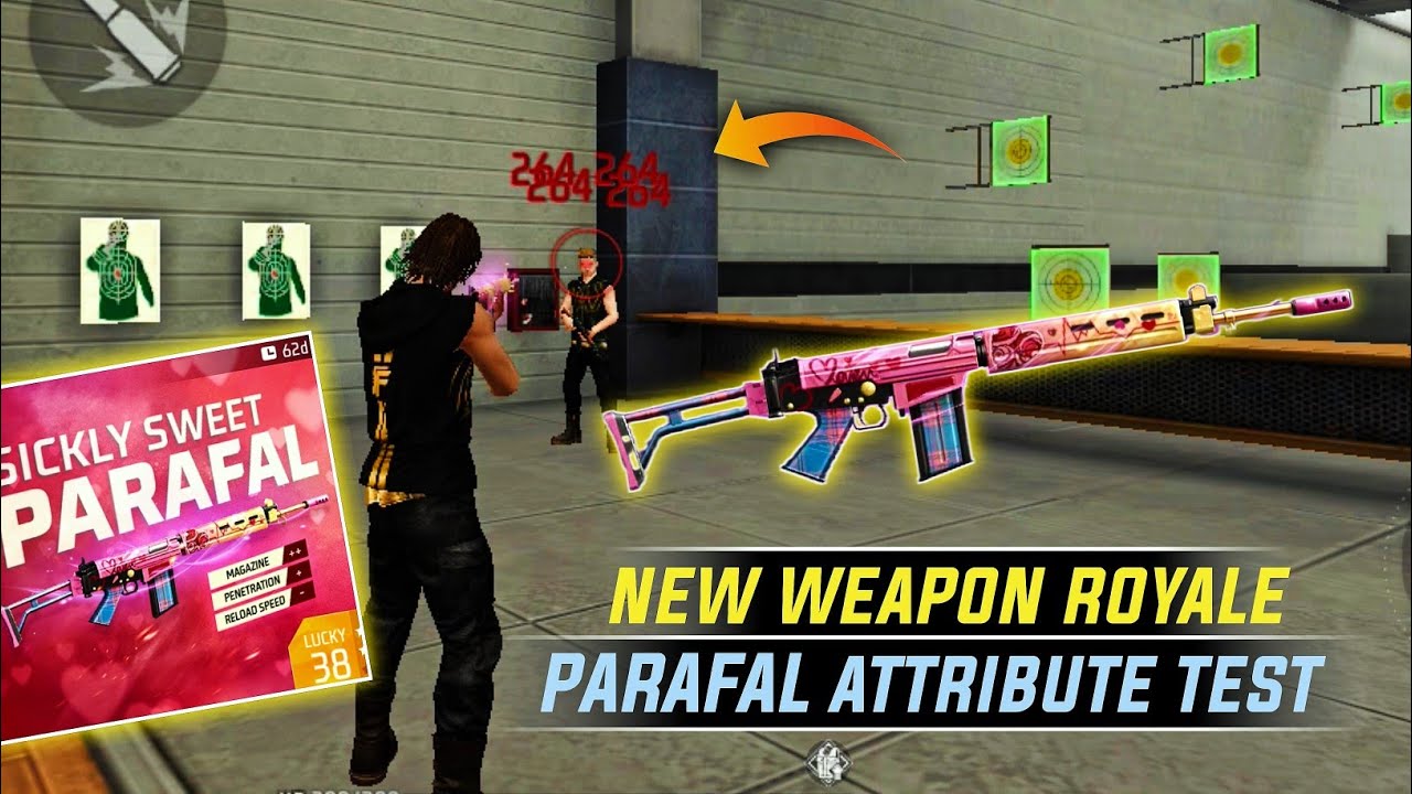 SICKLY SWEET PARAFAL GUN TEST ! NEW WEAPON ROYALE 🥴 FREE FIRE ! PARAFAL ...